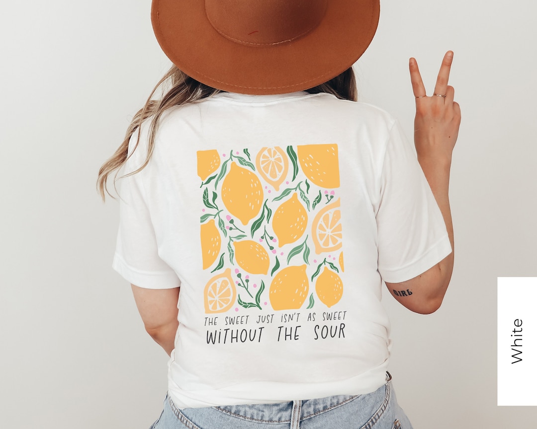 Retro Lemon Print T-shirt, Boho Botanical Tee With Inspirational Quote ...