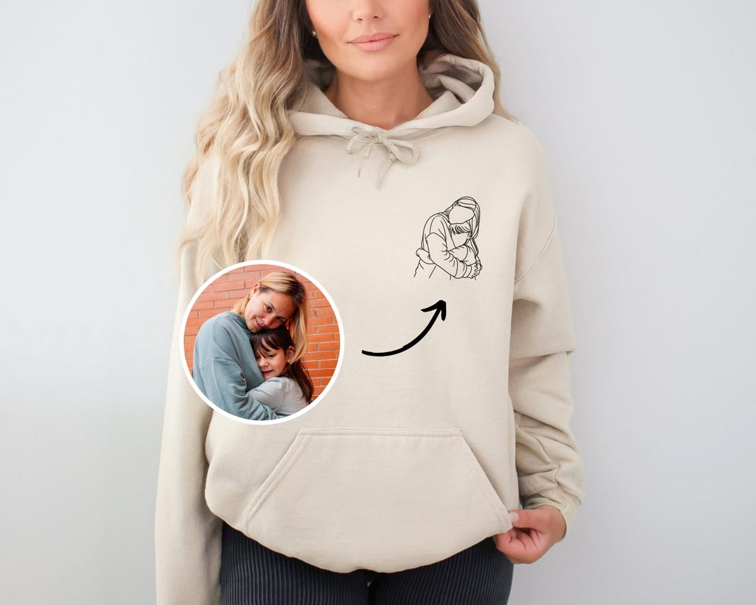 Custom Aunt Line Art Hoodie With Personalized Niece & Nephew Portrait ...