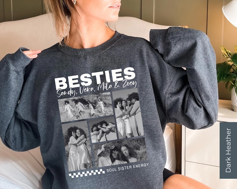 Personalized Besties Photo Sweatshirt, Custom Friendship Pullover - Etsy