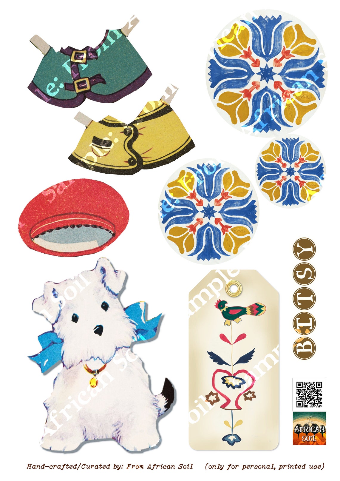 Lovingly Remastered Vintage Paper-doll Dog With Clothes, Toys ...