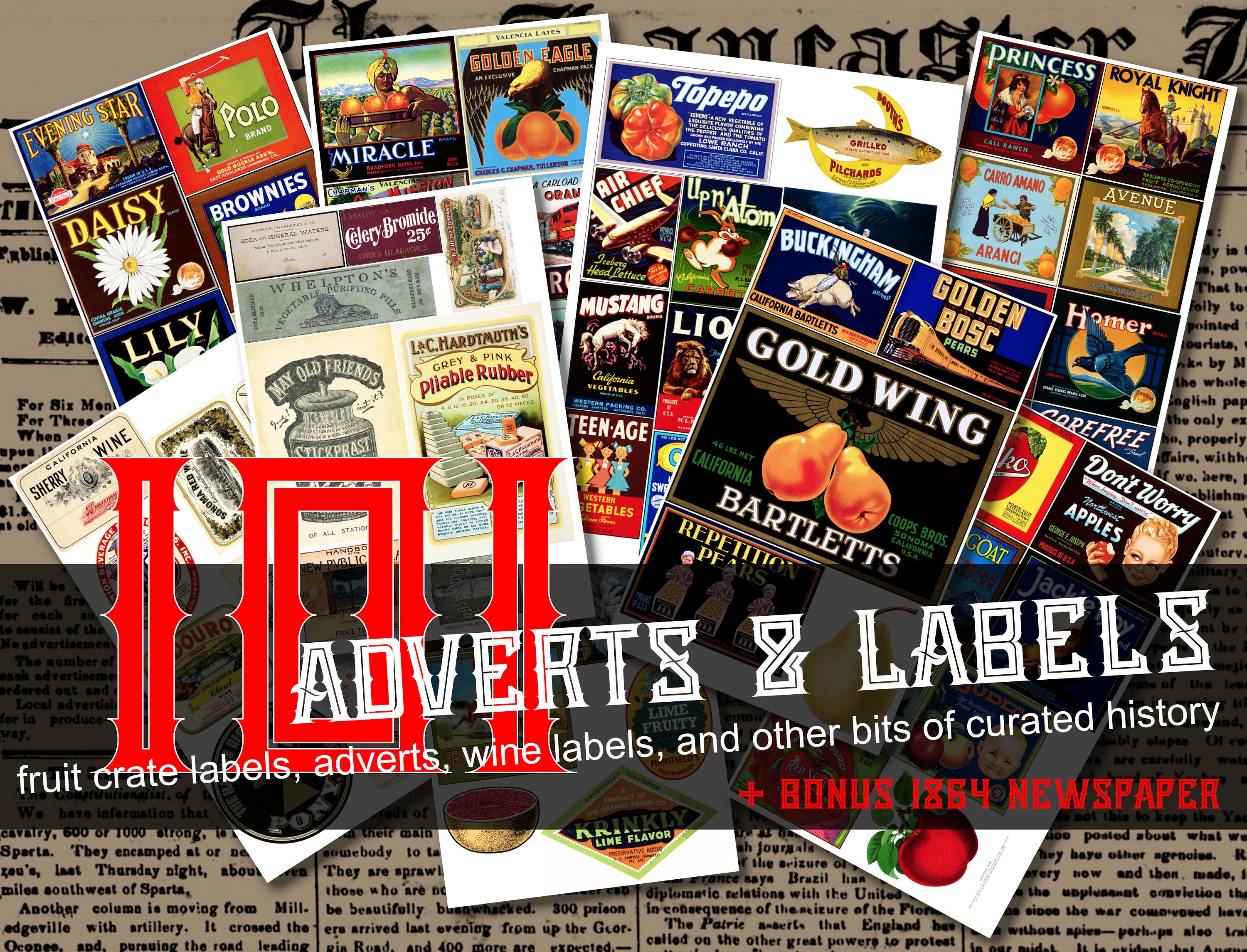 Printable Vintage Labels & Adverts: Fruit Crates, Wine, Drinks, Food ...