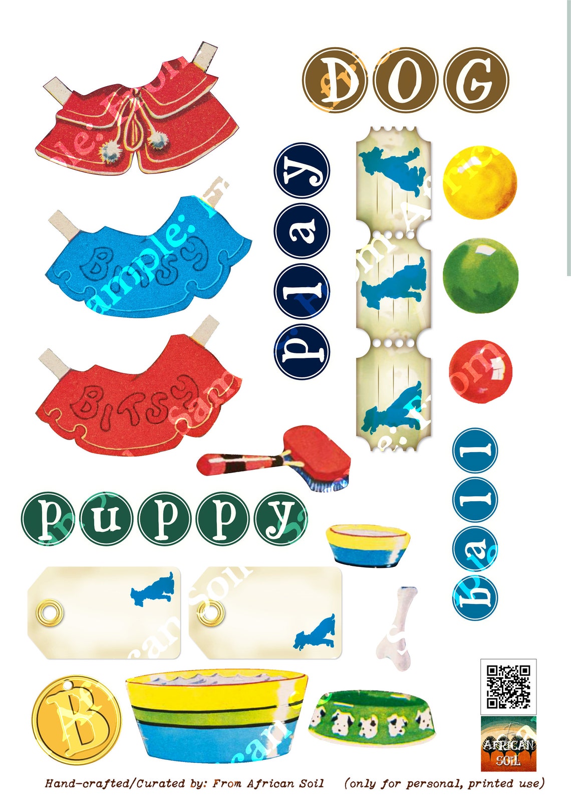 Lovingly Remastered Vintage Paper-doll Dog With Clothes, Toys ...