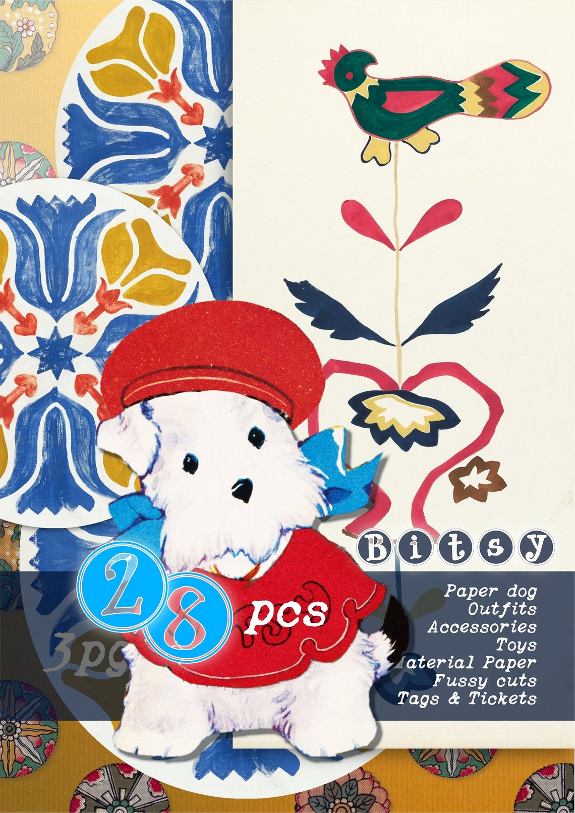 Lovingly Remastered Vintage Paper-doll Dog With Clothes, Toys ...