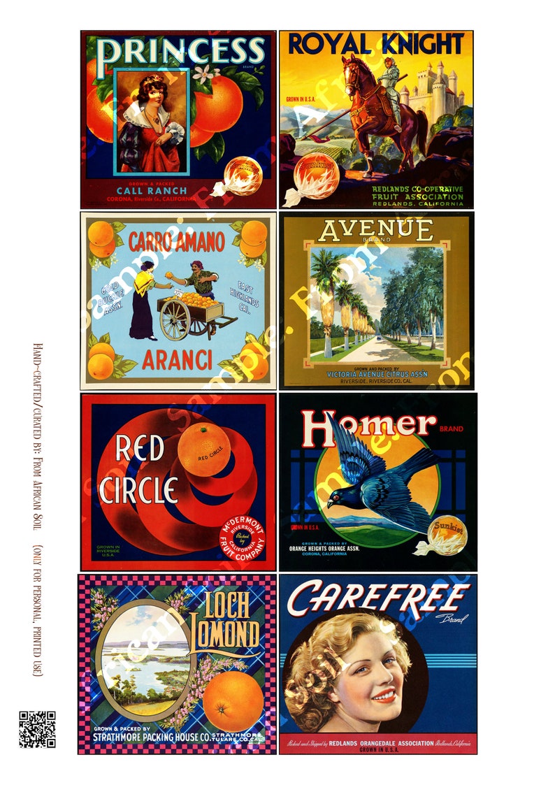 Printable Vintage Labels & Adverts: Fruit Crates, Wine, Drinks, Food ...