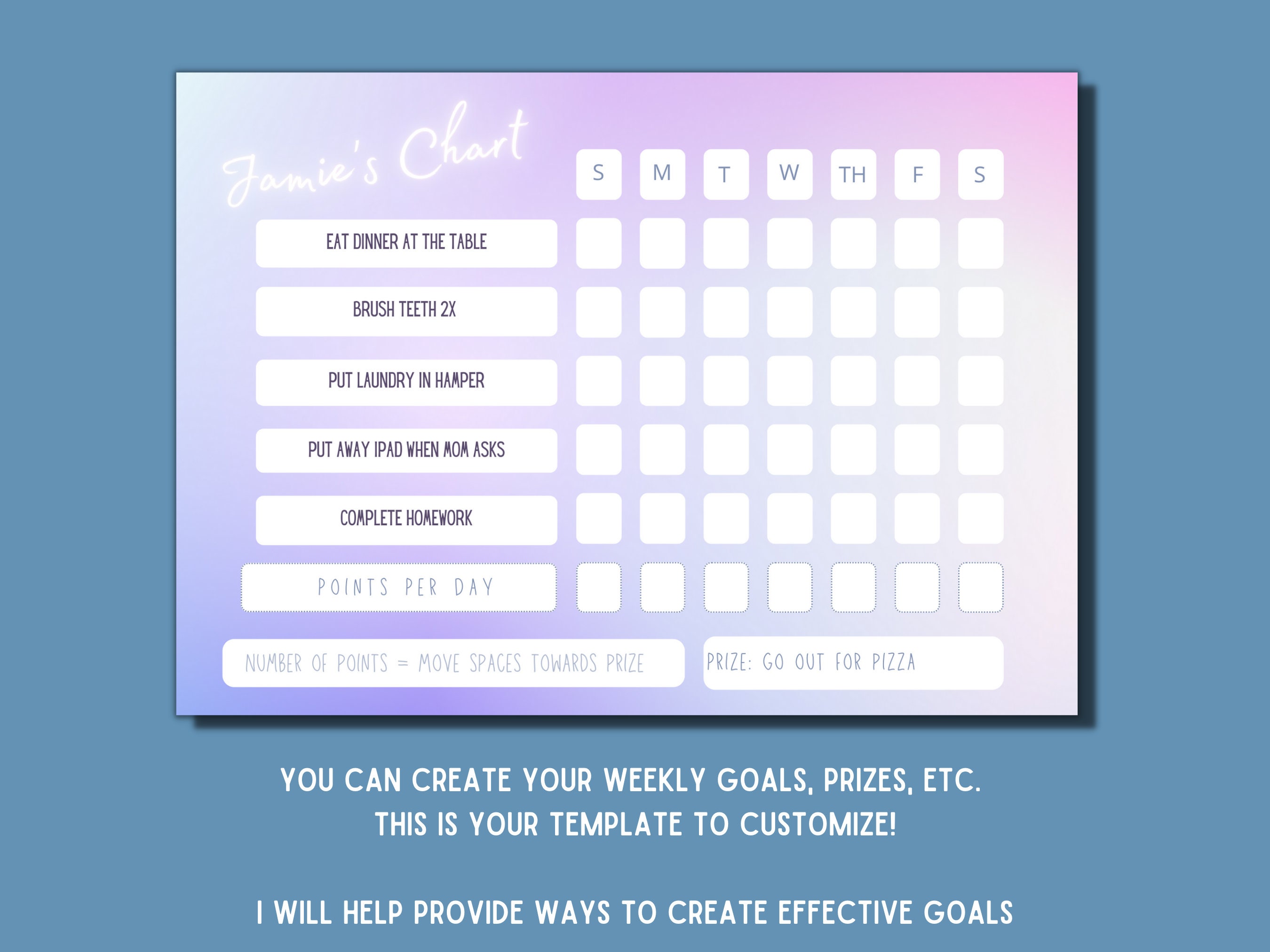 Reward Chart, Behavior Chart Template, Daily Chore Chart, Kids Chore ...