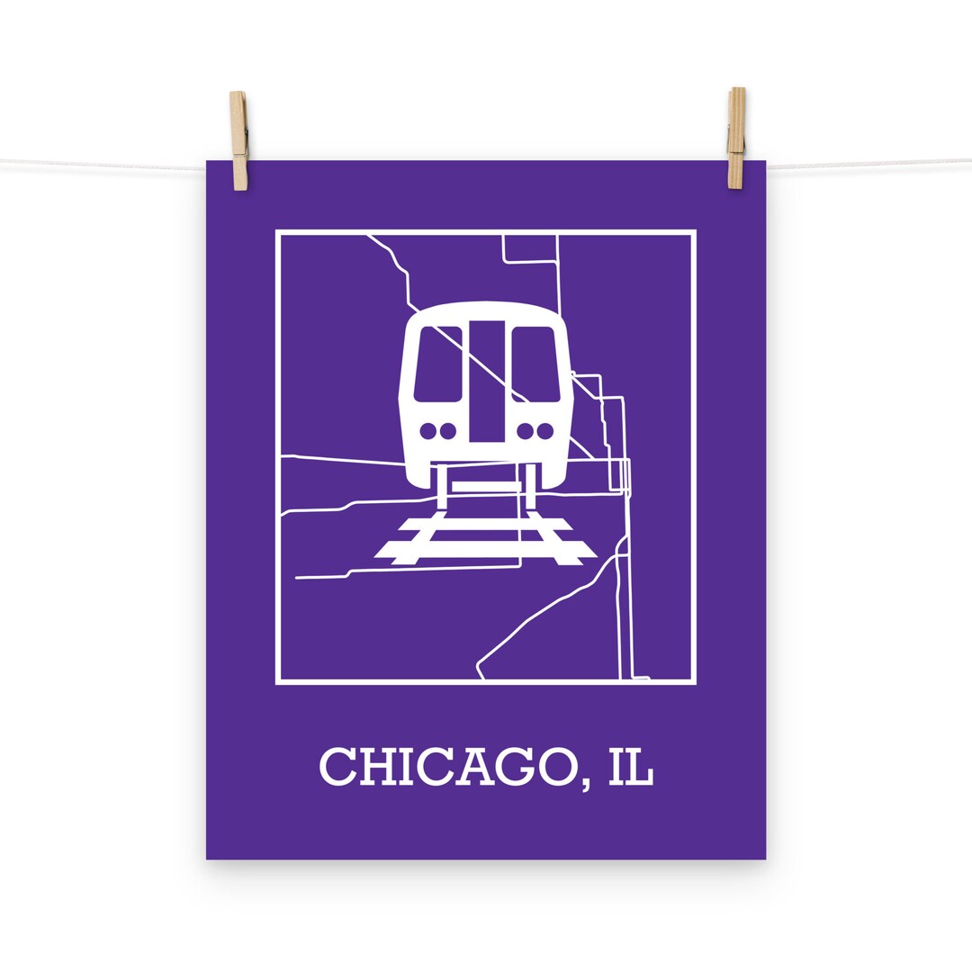 Chicago Train Map Purple - Etsy