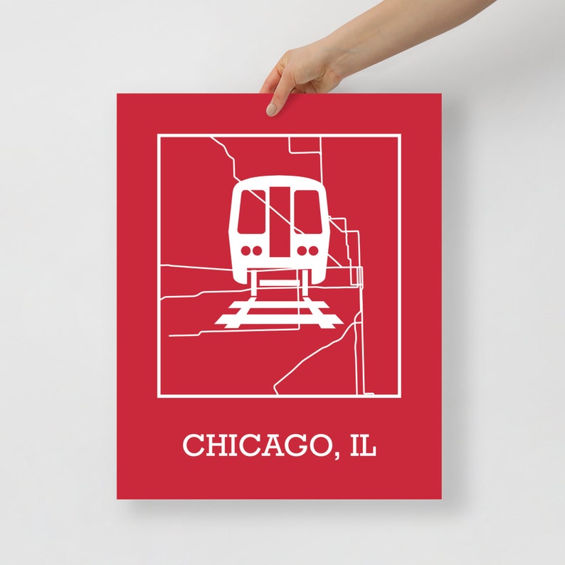 Chicago Train Map Red - Etsy
