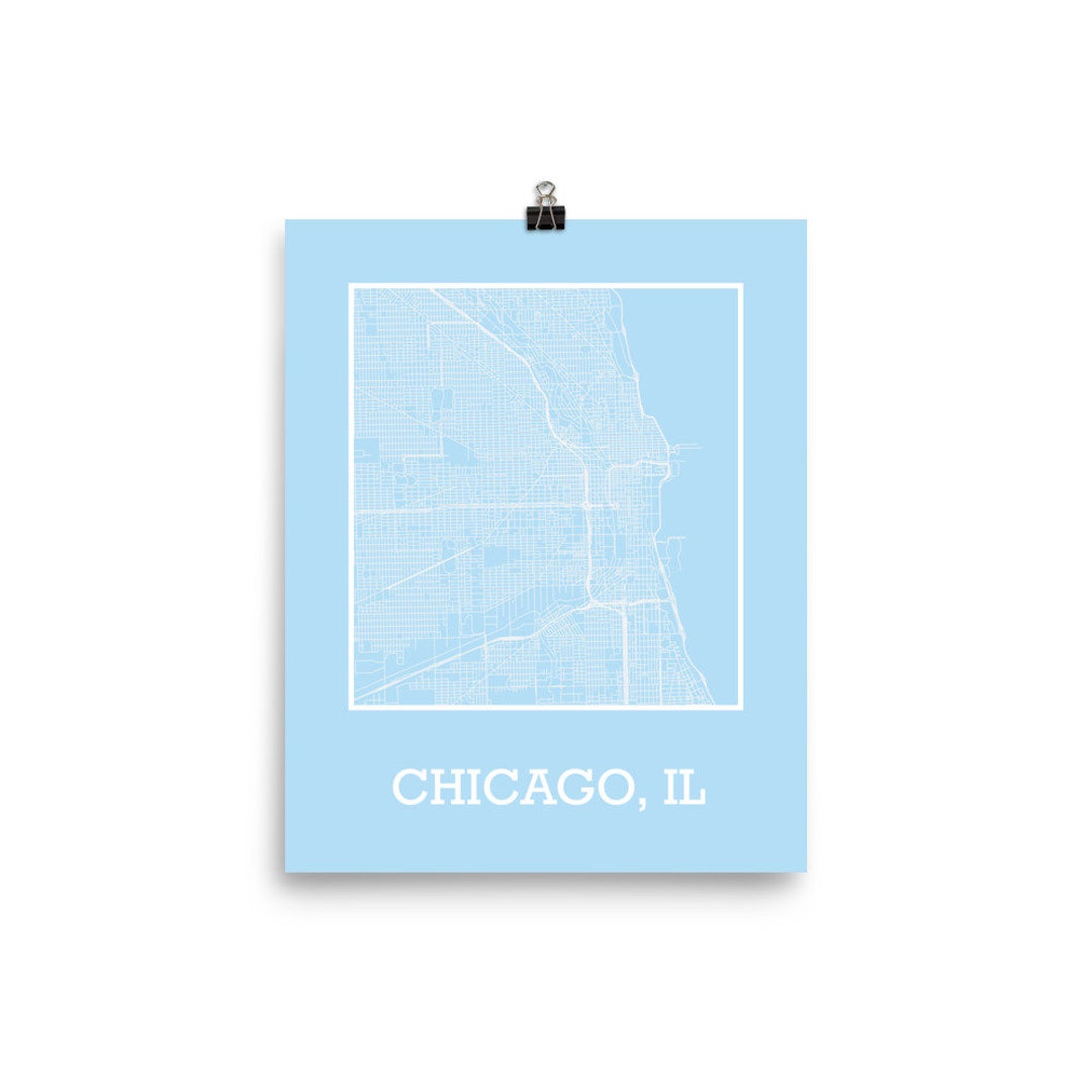 Chicago River Blue Street Map - Etsy