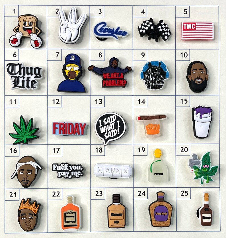 Hood Croc Charms Lit Croc Charms Rapper Croc Charms - Etsy