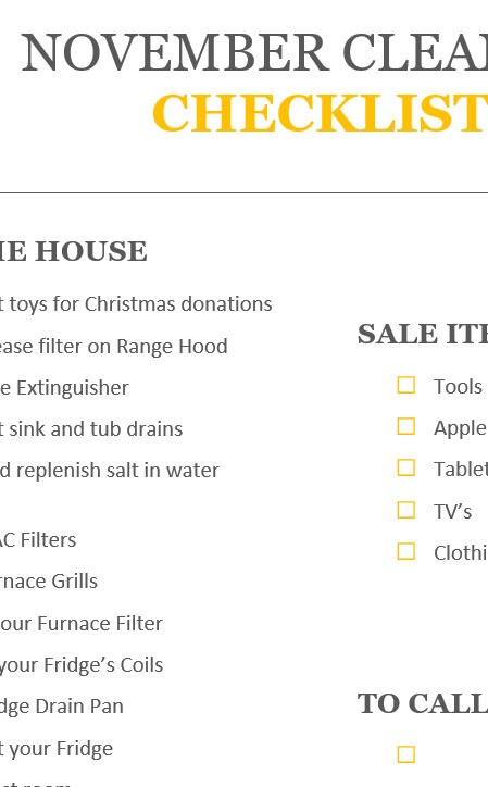 Printable November Monthly Home Cleaning and Maintenance Checklist - Etsy