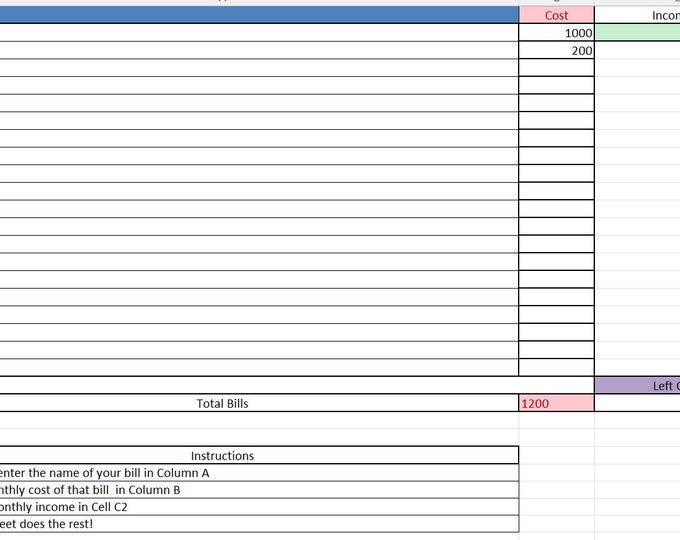 Quick and Simple Excel Budget Spreadsheet, With Built in Formulas - Etsy