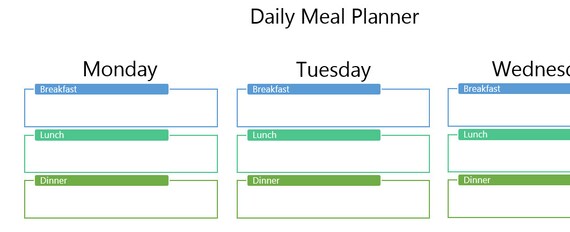 Printable Daily Meal Planning Template - Etsy