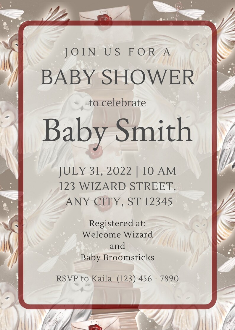 Plantilla EDITABLE de invitación para baby shower de libros mágicos y ...