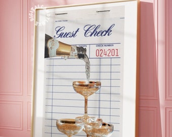 Guest Check Poster Guest Check Print Trendy Wall Art Trendy Print Retro Wall Art Aesthetic ...