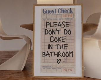 Trendy Don't Do Coke in the Bathroom Printable Wall Art - Etsy