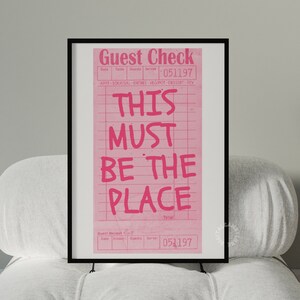 Guest Check Print Trendy Wall Art Prints Retro Pink Wall Decor Aesthetic Wall Art Preppy ...
