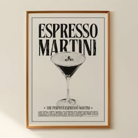 Espresso Martini Art Print | Bar Cart Decor Cocktail Poster | Party ...