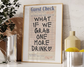 Kitchen Art Prints Bartender Was Cute Poster Kitchen Decor Prints and Posters Guest Check ...