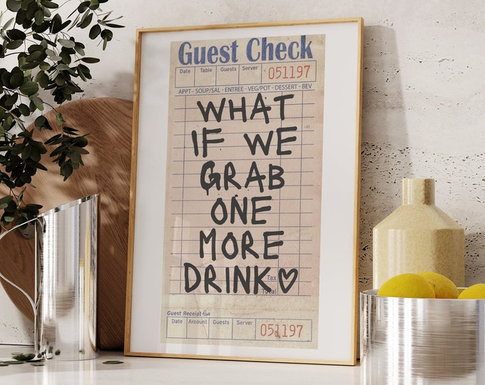Chef Was Cute Guest Check Poster Trendy Wall Art Prints Kitchen Decor ...