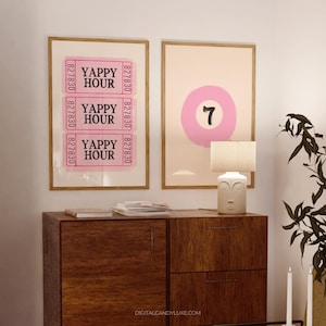 Yappy Hour Poster Print Trendy Wall Decor Pink Wall Art Bar Cart Prints ...