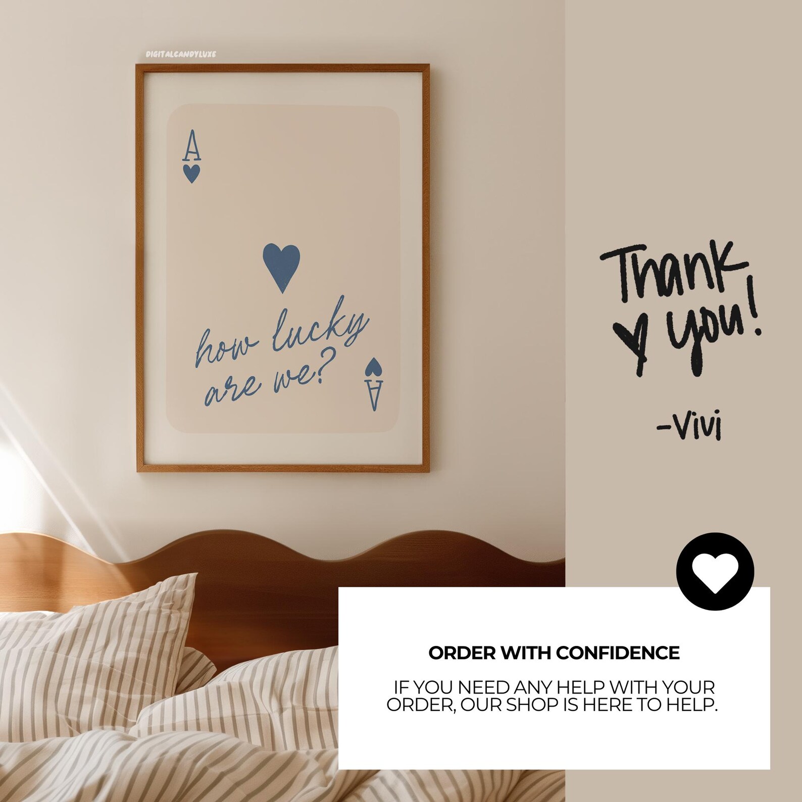 How Lucky Are We Print Trendy Wall Art Prints Ace Card Poster Lucky ...