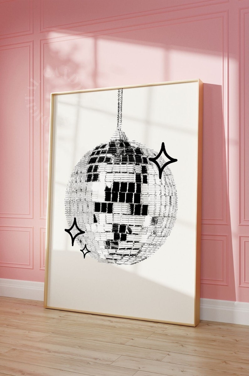 Disco Ball Print Trendy Wall Art Aesthetic Disco Wall Art - Etsy
