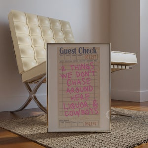 Liquor & Cowboys Guest Check Print Trendy Wall Art Prints Coastal ...