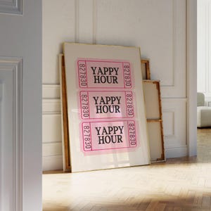 Yappy Hour Poster Print Trendy Wall Decor Pink Wall Art Bar Cart Prints ...