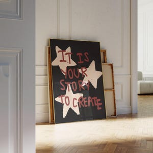 Retro Hand Drawn Print Star Wall Art Black White Prints and Posters ...