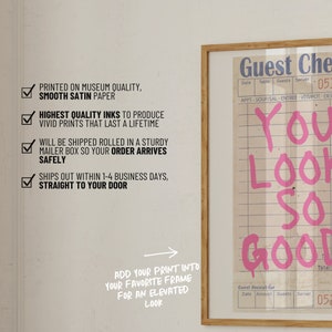 Shipped Prints Guest Check Poster Pink Wall Art Girly Decor Trendy ...