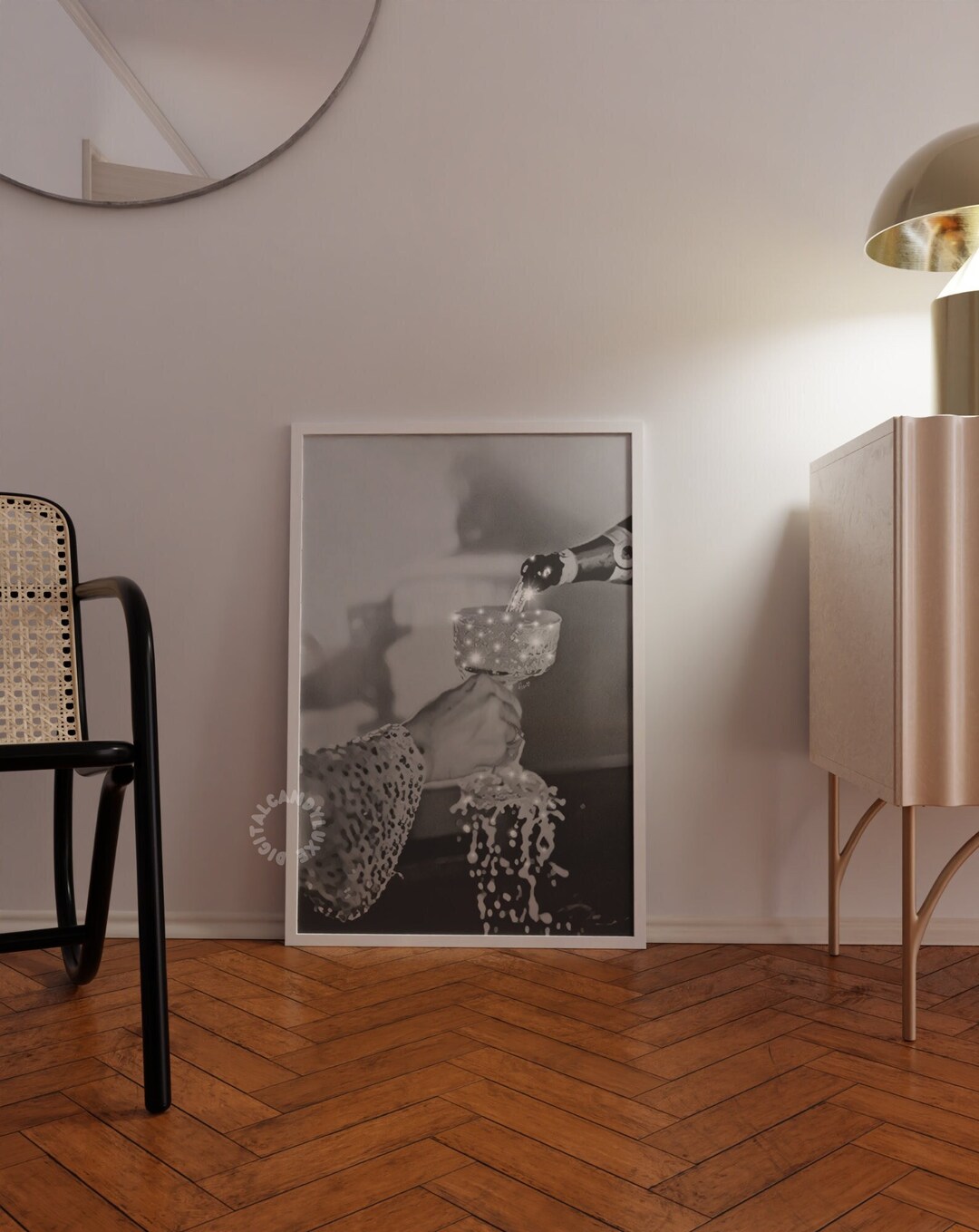 Trendy Printable Art Champagne Print Bar Cart Decor Retro Print Trendy ...