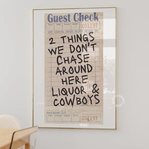 Liquor & Cowboys Guest Check Print Trendy Wall Art Prints Western Decor ...