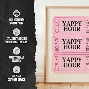 Yappy Hour Poster Print Trendy Wall Decor Pink Wall Art Bar Cart Prints ...