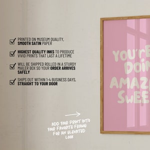 Pink Wall Art Decor You're Doing Amazing Sweetie Poster Prints ...
