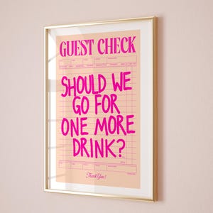 Guest Check Print Pink and Orange Wall Art Prints and Posters Girly ...
