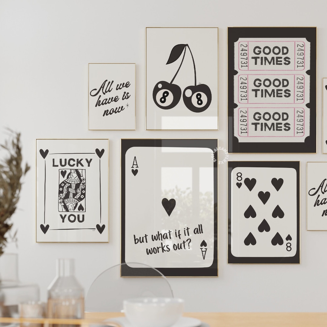 Trendy Wall Art Print Set of 6 Trendy Prints Black White Retro Trendy ...
