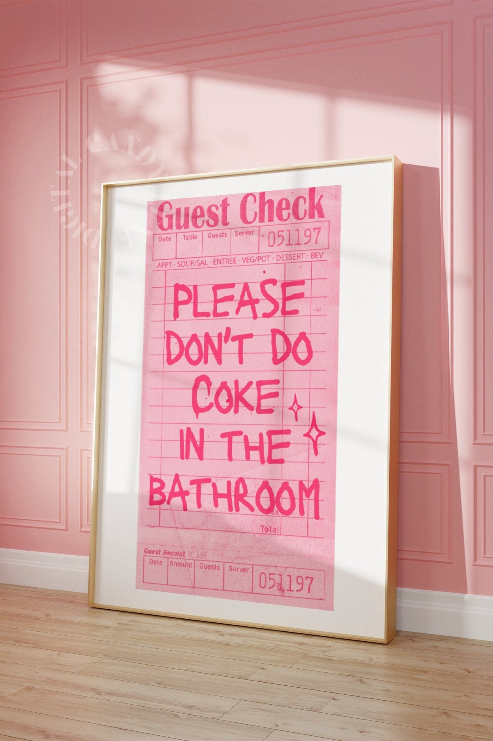 Guest Check Print Please Don't Do Coke in the Bathroom Wall Art Prints ...