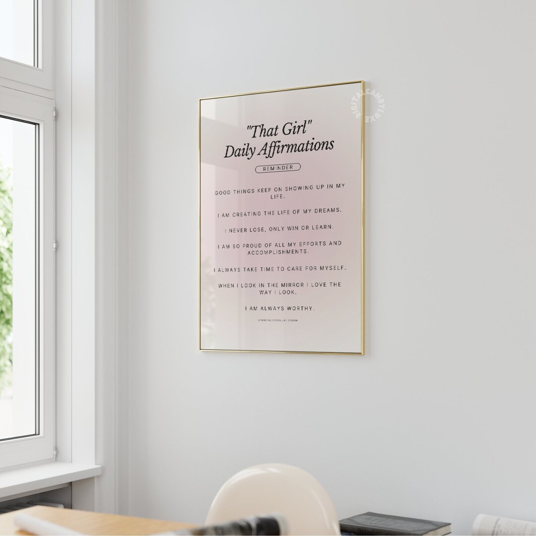 Daily Affirmations Print Trendy Wall Art Prints Girly Preppy Art Retro ...