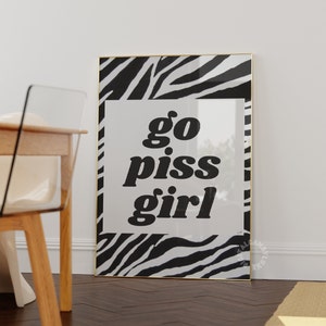 Trendy Wall Art Prints Retro Go Piss Girl Bathroom Print Trendy ...