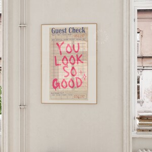 Trendy Wall Art Print Guest Check Print Retro Wall Art Trendy Printable Art Preppy Print ...