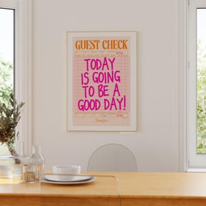 Pink and Orange Poster Trendy Guest Check Prints Pink Wall Art Today is ...