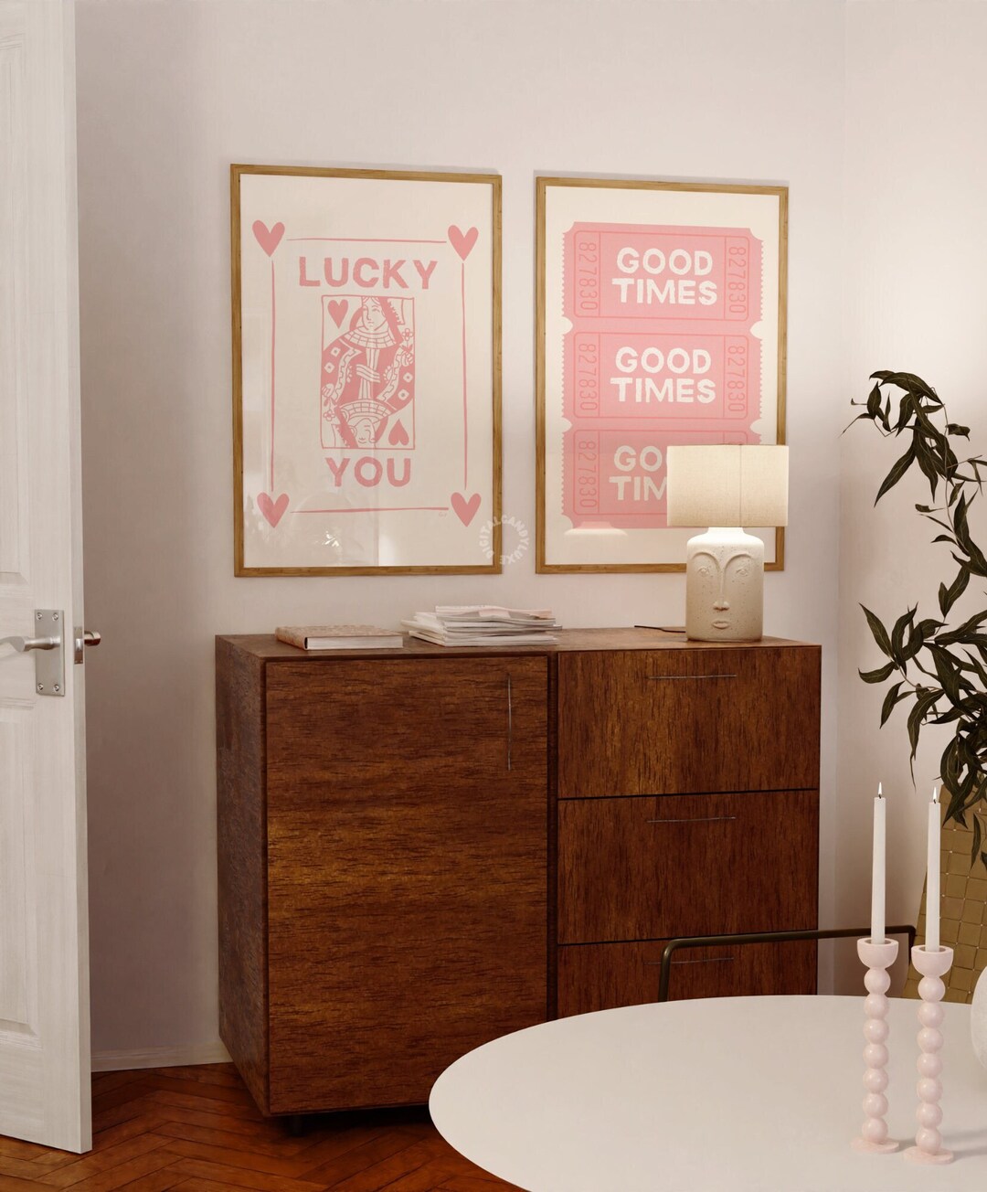 Trendy Wall Art Print Set of 2 Pink Wall Prints Retro Trendy - Etsy