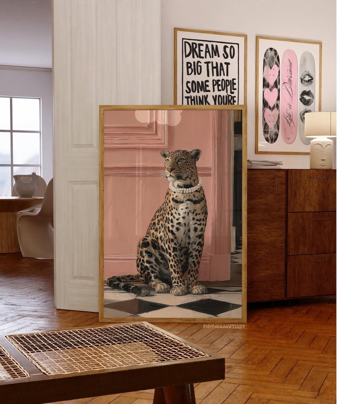 Pink Leopard Art Print Trendy Wall Art Prints and Posters Girly Room ...