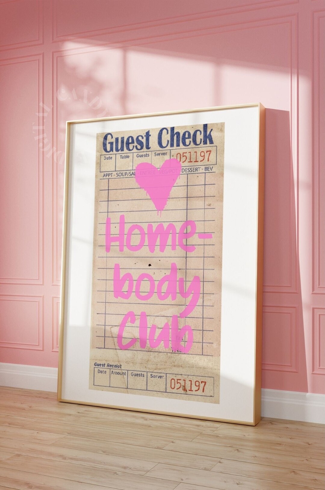 Guest Check Poster Guest Check Print the Homebody Club Trendy Wall Art Trendy Print Homebody ...