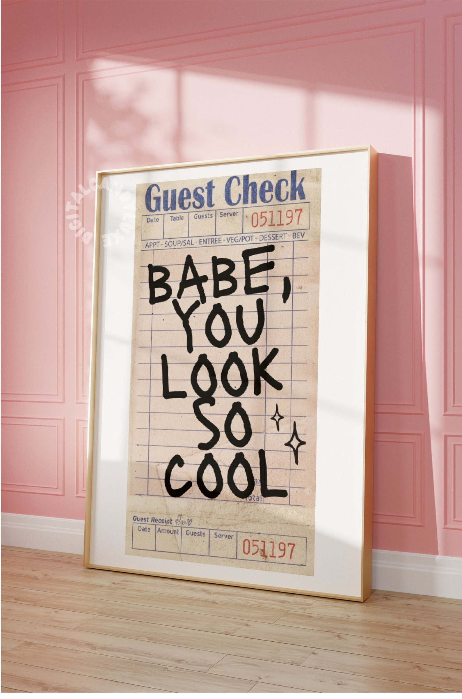 Guest Check Print Babe You Look so Cool Trendy Wall Art Prints Guest ...