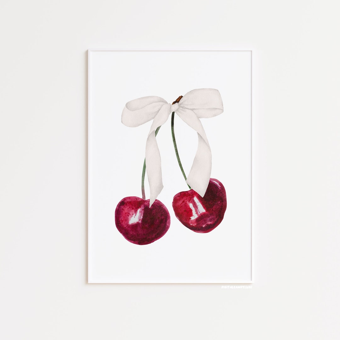 Cherry Bow Poster Girly Wall Art Prints Trendy Wall Print Apartment ...