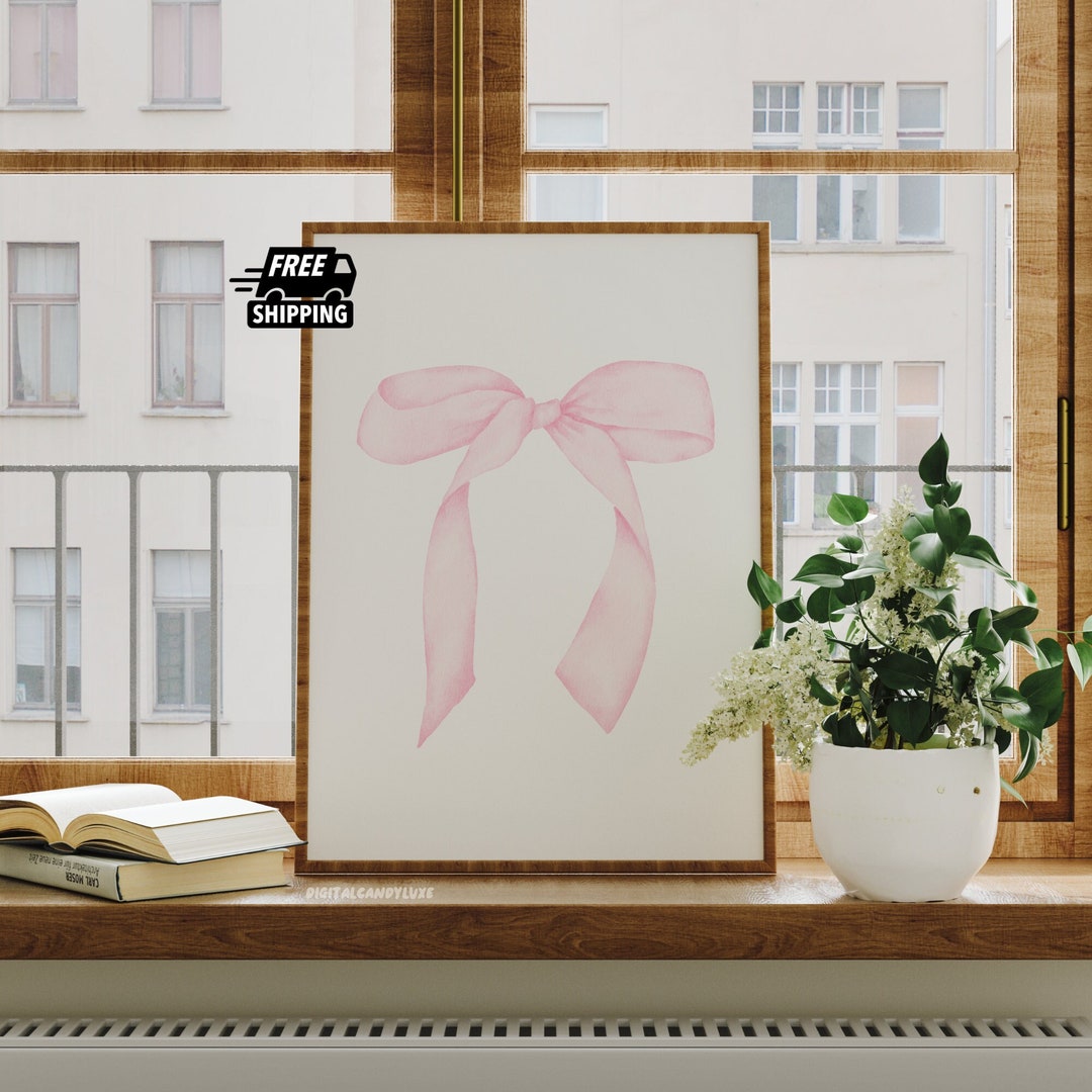 Pink Bow Poster Girly Wall Art Prints Coquette Decor (unframed) Wall ...