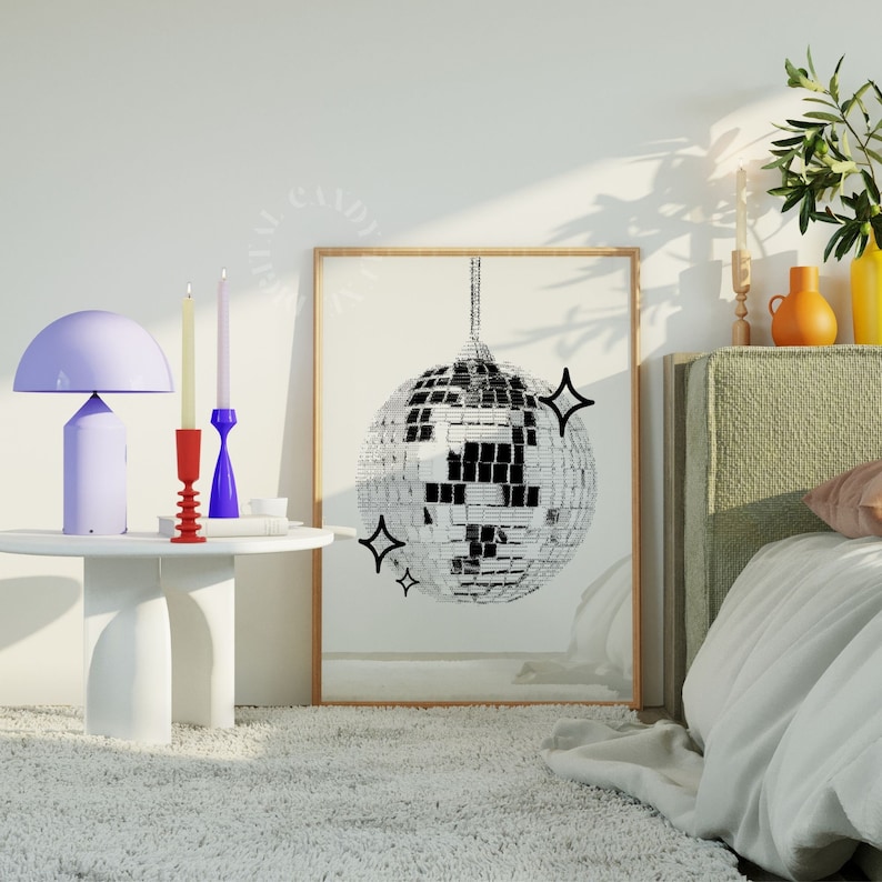 Disco Ball Print Trendy Wall Art Aesthetic Disco Wall Art - Etsy