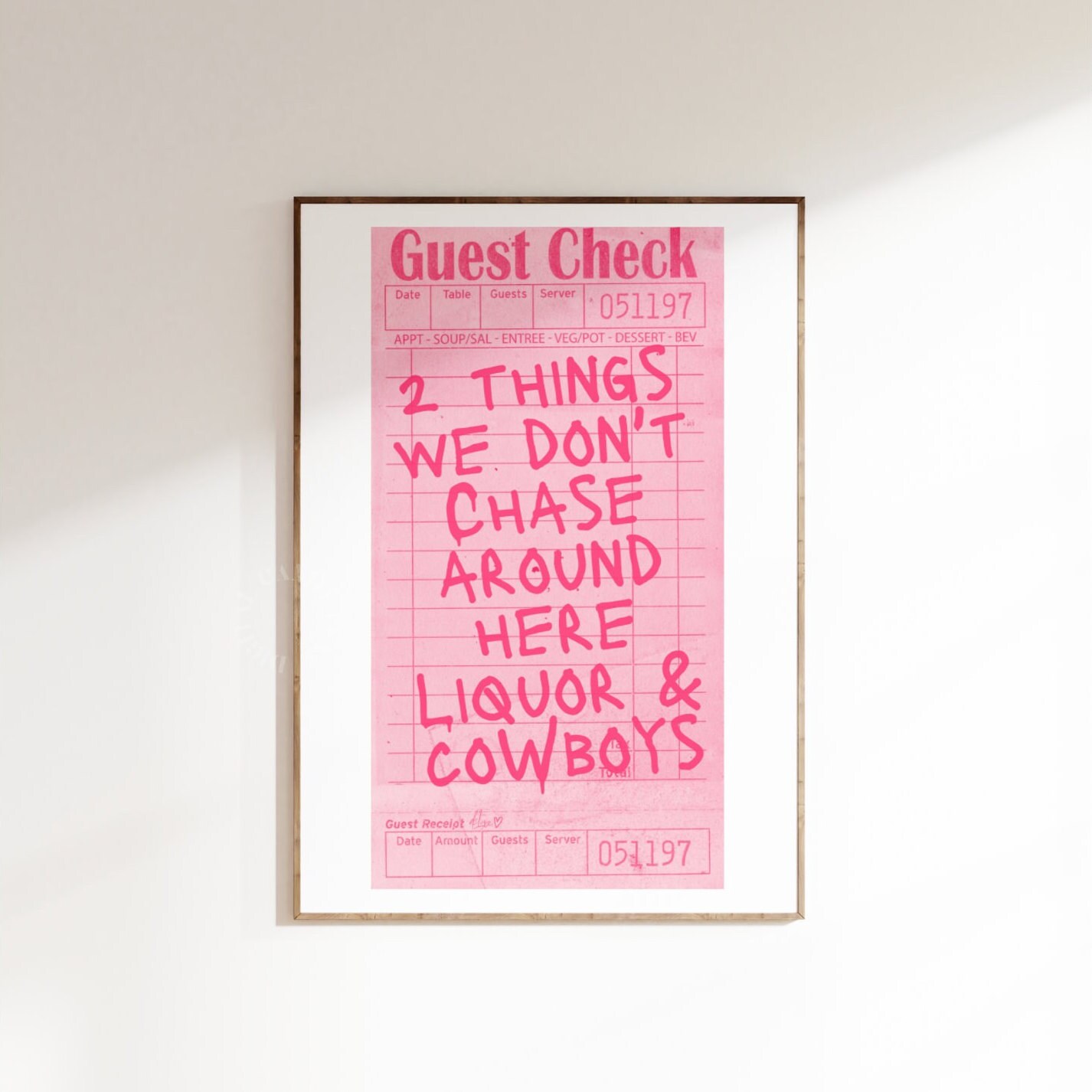 Liquor & Cowboys Guest Check Print Trendy Wall Art Prints Cowgirl Wall ...