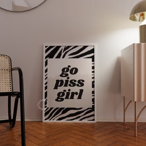 Trendy Wall Art Prints Retro Go Piss Girl Bathroom Print Trendy ...